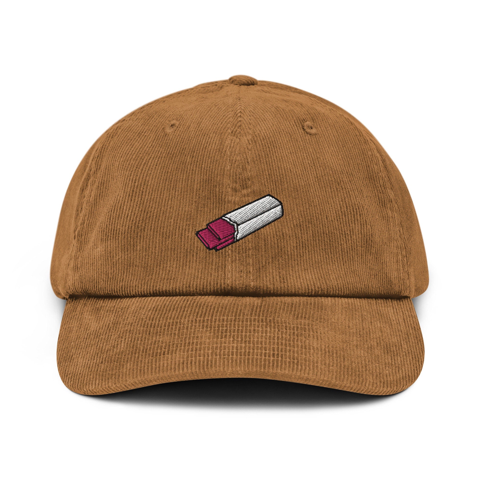 Bubble Gum Sticks Corduroy Hat, Handmade Embroidered Corduroy Dad Cap